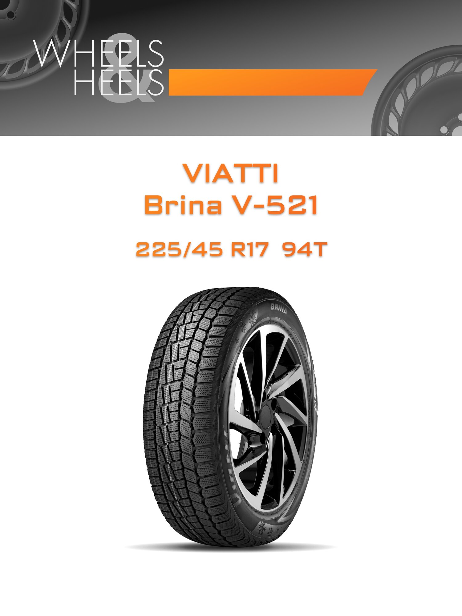Шина автомобильная VIATTI Brina V-521 225/45 R17 94T WINTER, зимняя, универсальная