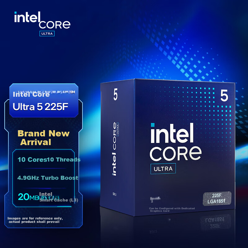 Процессор Intel Core Ultra 5 225F в коробке 10 ядер 10 потоков 4.9 ГГц для плавной игры Платформа：Ultra5 225F