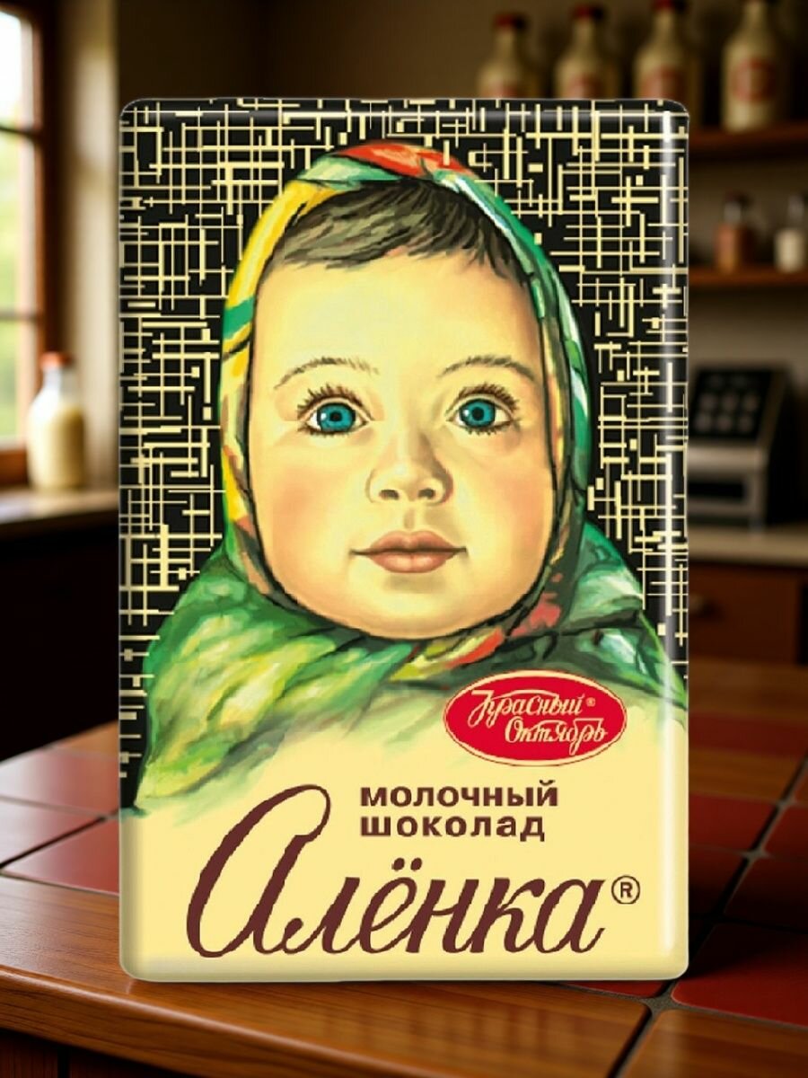 Плитка настоящего молочного шоколада Алёнка , 15 гр, Красный Октябрь, Россия