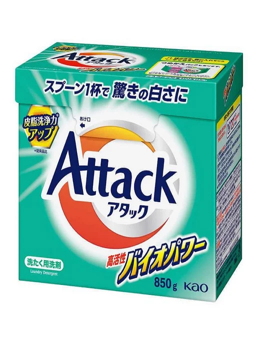 KAO Attack Highly Active Bio Power Концентрированный стиральный порошок с комплексом активных биоэнзимов, с нежным цветочным ароматом, 850г