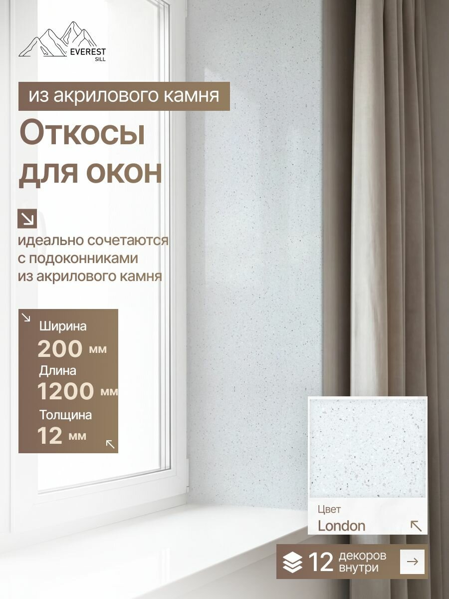 Откос из искусственного камня 1200x200x12мм London глянцевый