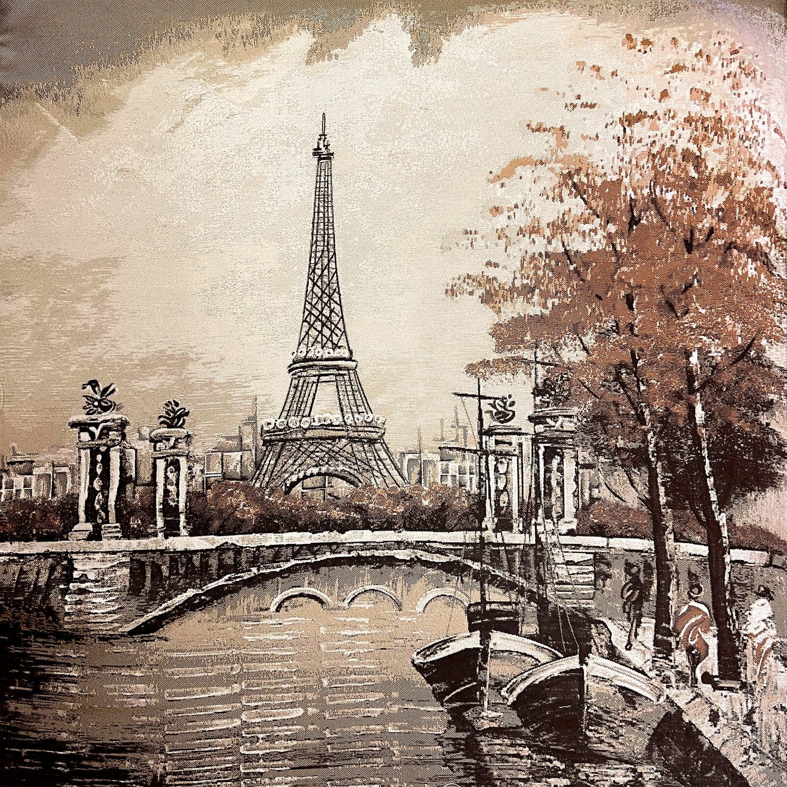 Мебельная ткань, для декоративных подушек, для тканевых картин. Купон "Paris River", размер 70 см*70 см. Микровелюр