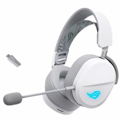 Гарнитура ASUS ROG Pelta белый, беспроводная + проводная, радиоканал, до 90 ч, подсветка, совместимость с PS5
