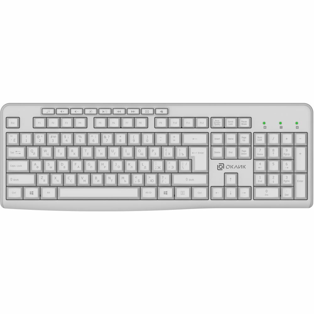 Клавиатура Oklick K225W беспроводная, радиоканал, белый