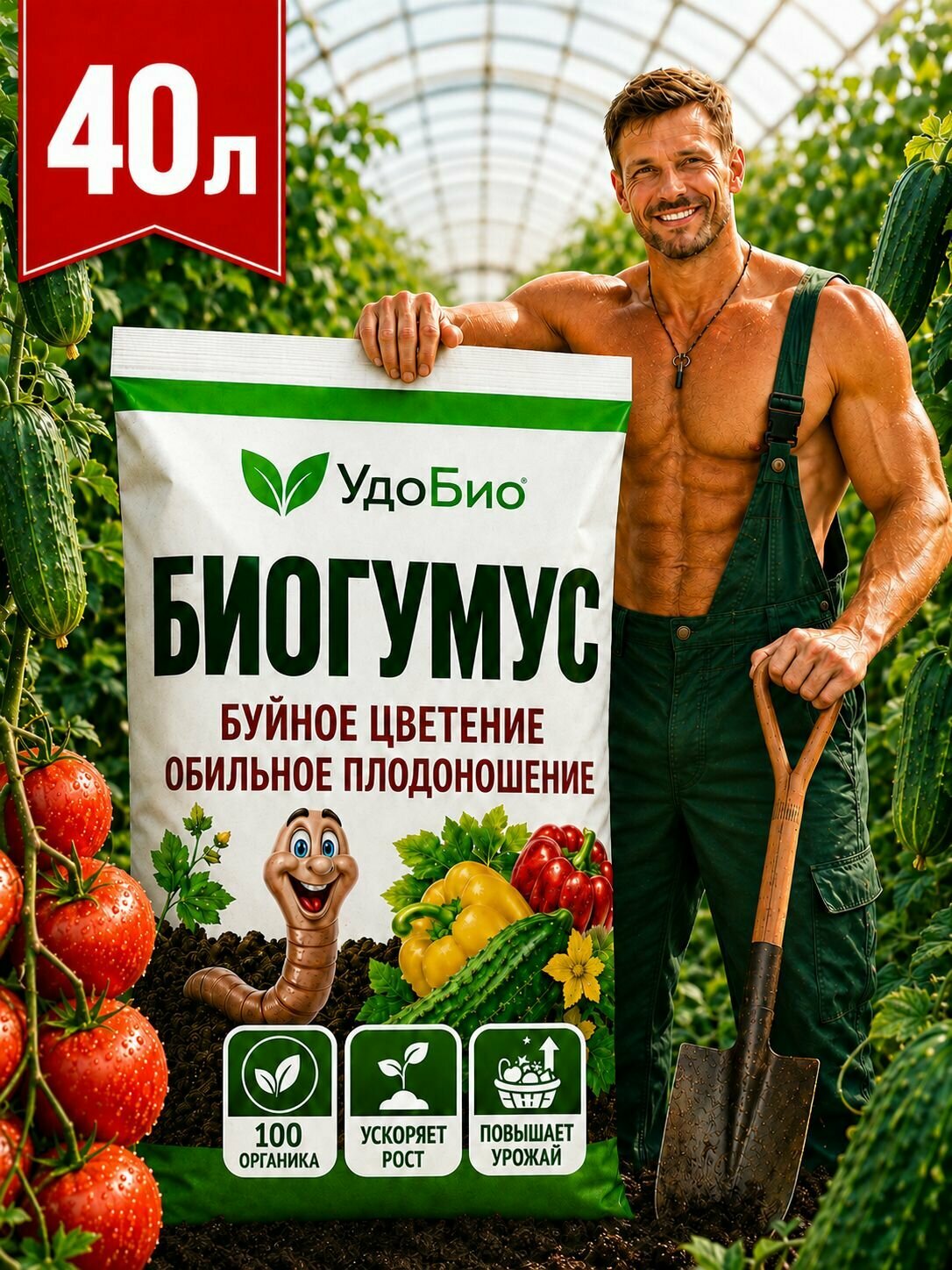 Удобрение концентрат, Vermicompost BIOGUMUS, буйное цветение - обильное плодоношение, 40л. УдоБио/Нечипоренко Н. Е. Удобрение для семян, рассады, растений, цветов, кустарников и деревьев