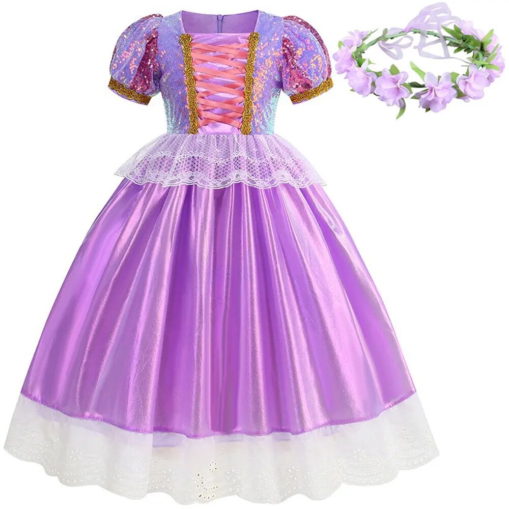 Платье Рапунцель для девочки, 3Y(110см), Сиреневый, Rapunzel Set 5