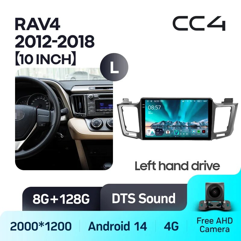 TEYES Тиайс CC4 Штатная магнитола For Тойота РАВ4 4 For Toyota RAV4 4 XA40 5 XA50 2012 - 2018 автомагнитола 2 DIN DVD GPS CarPlay Android Auto мультимедиа автомобиля головное Android магнитола
