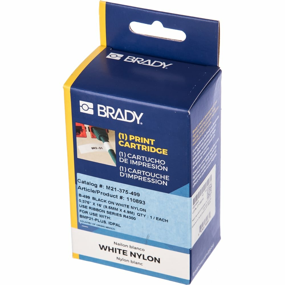 Лента 9.53мм/4.87м, нейлон, черный на белом Brady M21-375-499 brd110893 — фото 1
