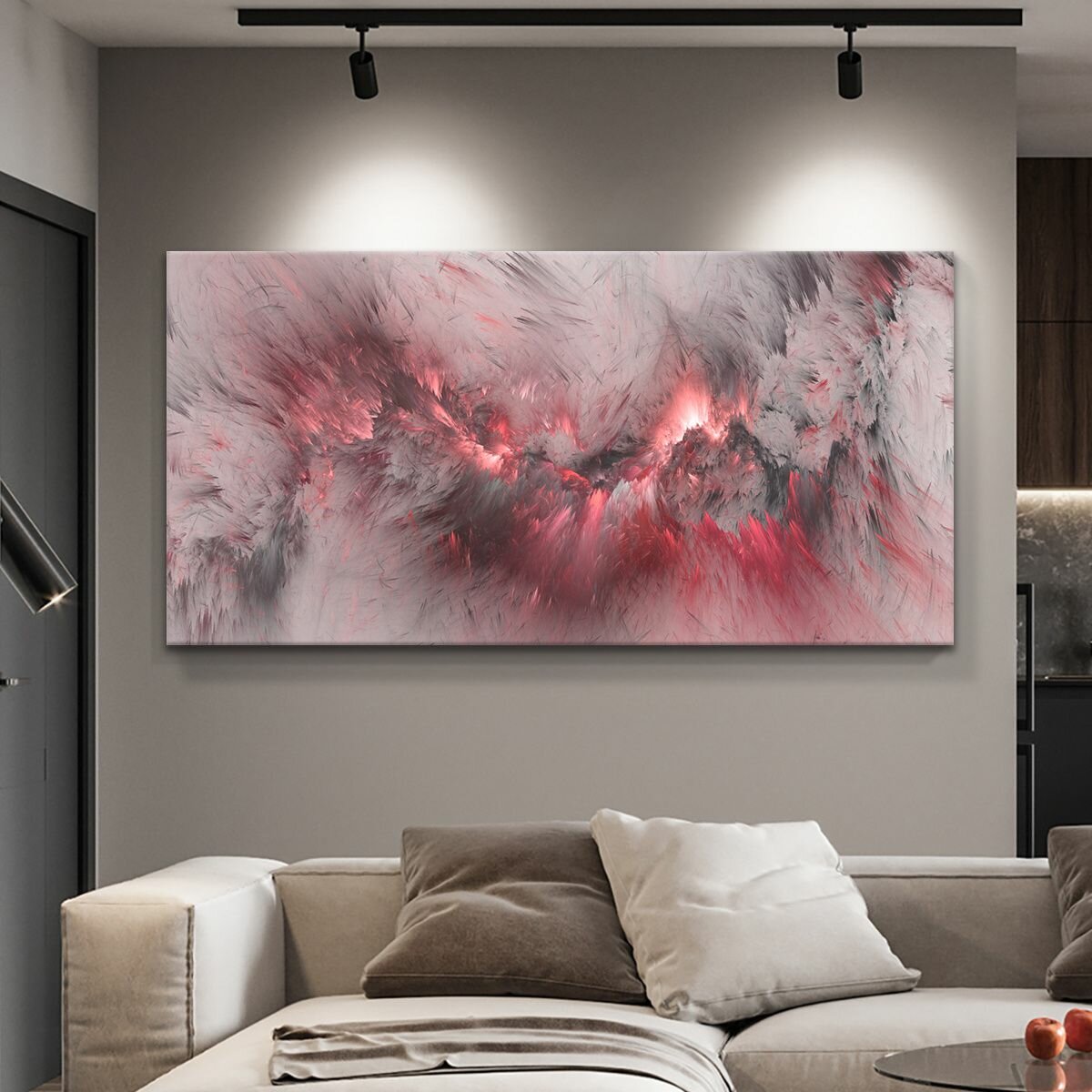 1 картина на холсте "Абстрактные грозовые тучи" размером 40x80 см, большой постер и принт для украшения стен в гостиной, спальне, столовой, офисе (без рамы).