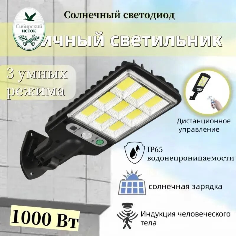Фонарь уличный светодиодный на солнечной батарее, водонепроницаемый для сада и двора