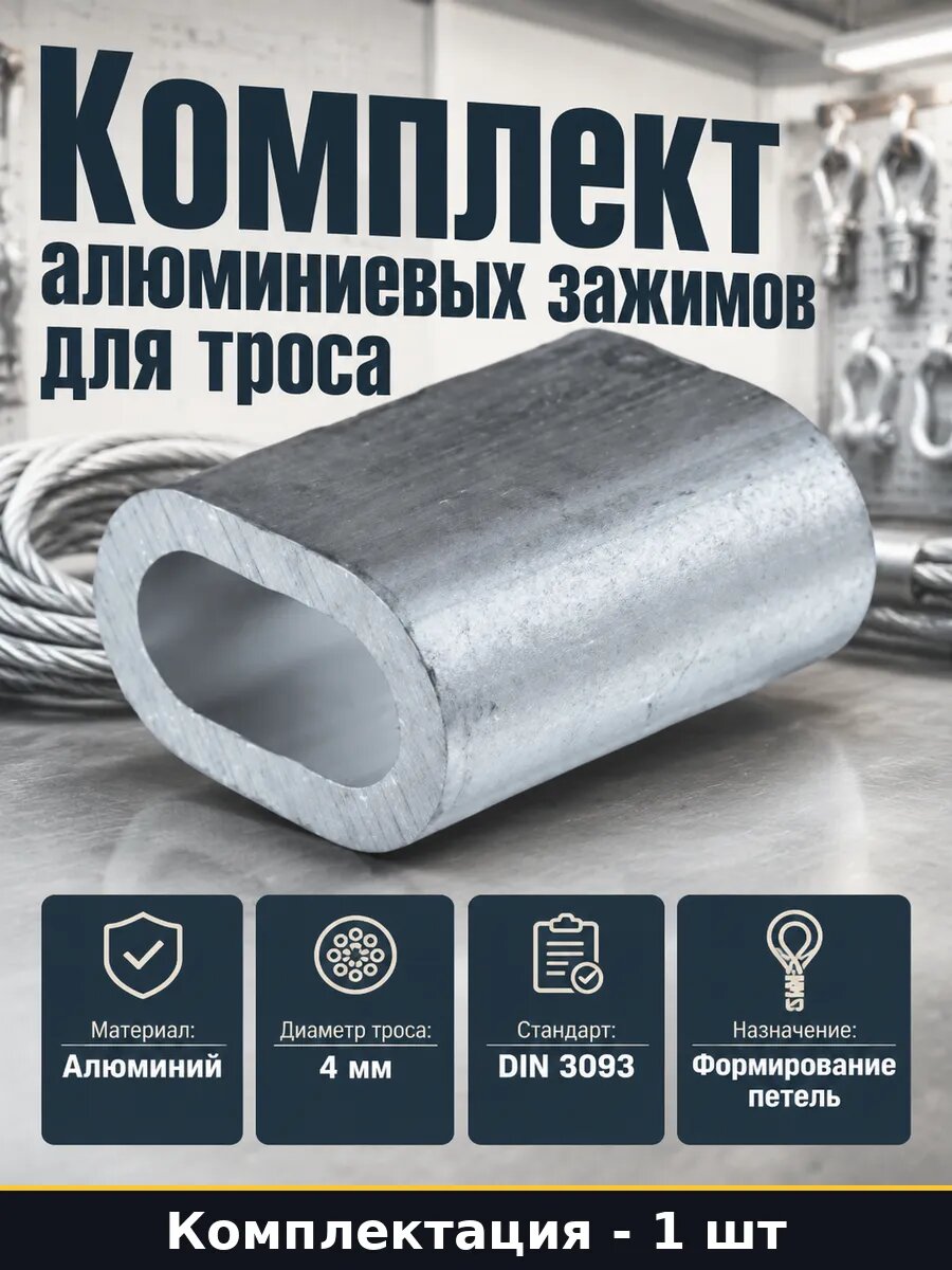 Комплект обжимных втулок для троса 4 мм алюминий 250 шт