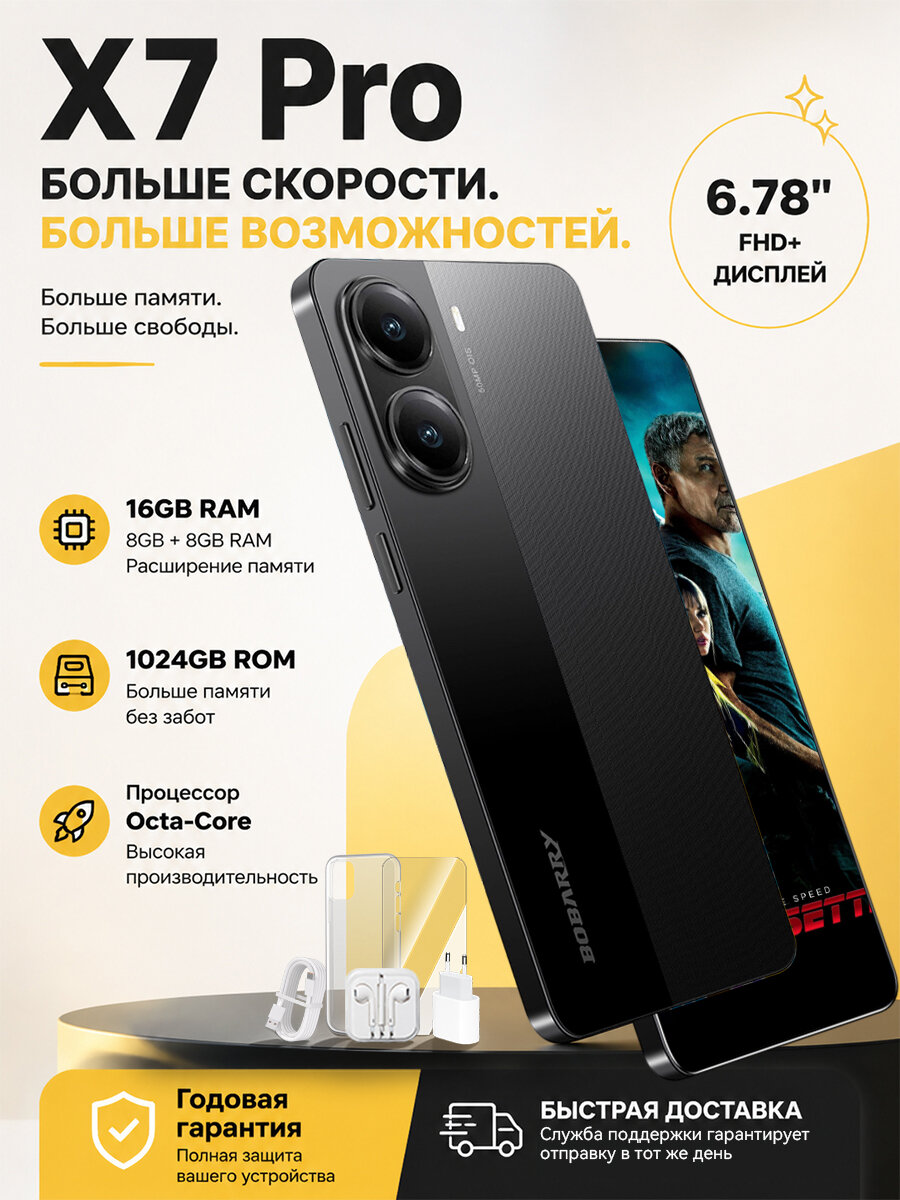 Мощный смартфон с 6,78" экраном, 16 ГБ ОЗУ и 1 ТБ памяти — поддержка 5G и расширения карты