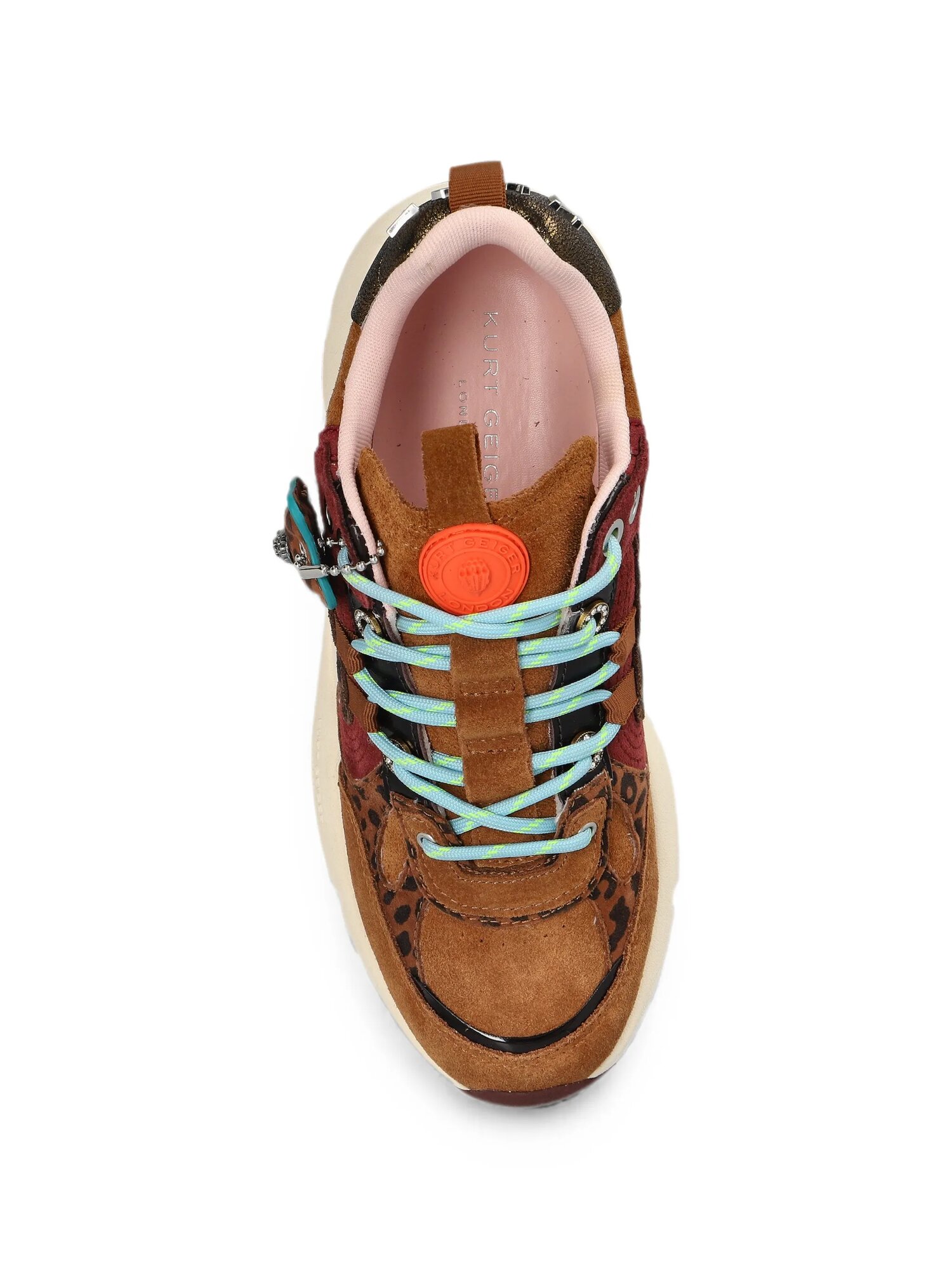 Кроссовки KURT GEIGER Logo-appliqué sneakers, размер 39, коричневый/серый/оранжевый — фото 1