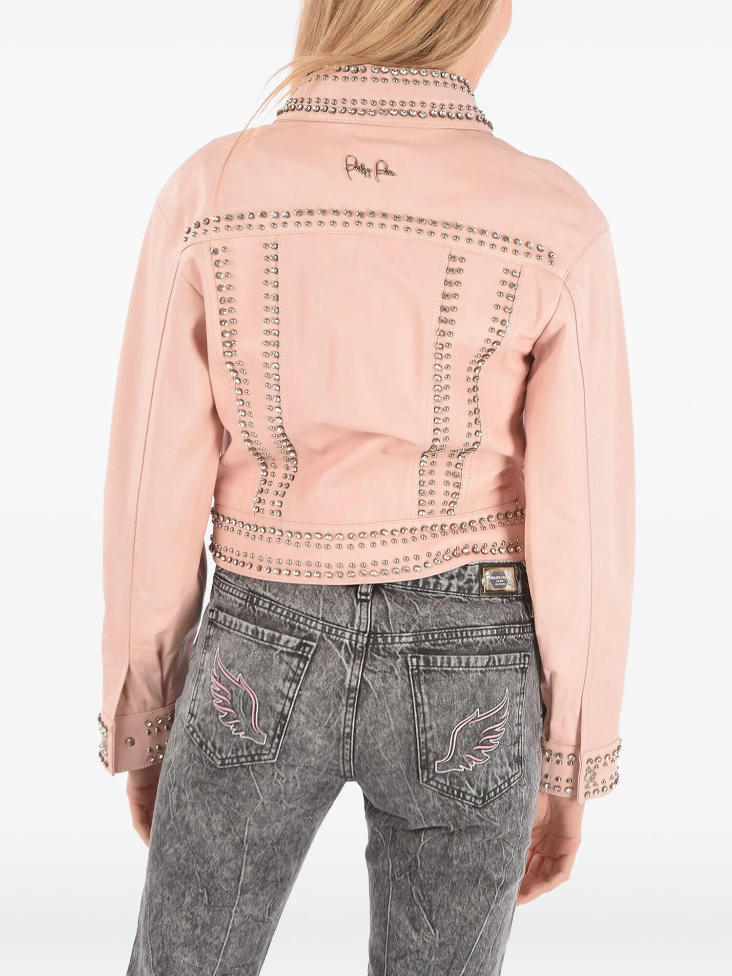 Куртка PHILIPP PLEIN Crystal-embellished leather jacket, размер 38 — фото 1