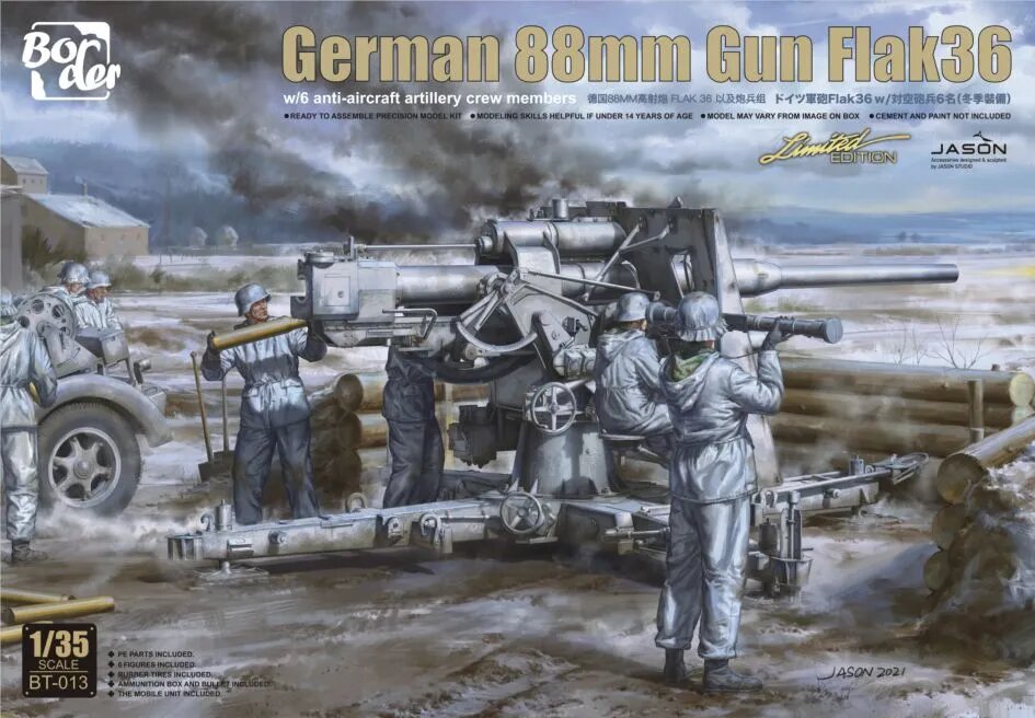 Border BT013 1/35 Немецкий 88mm Flak36 макет зенитного орудия