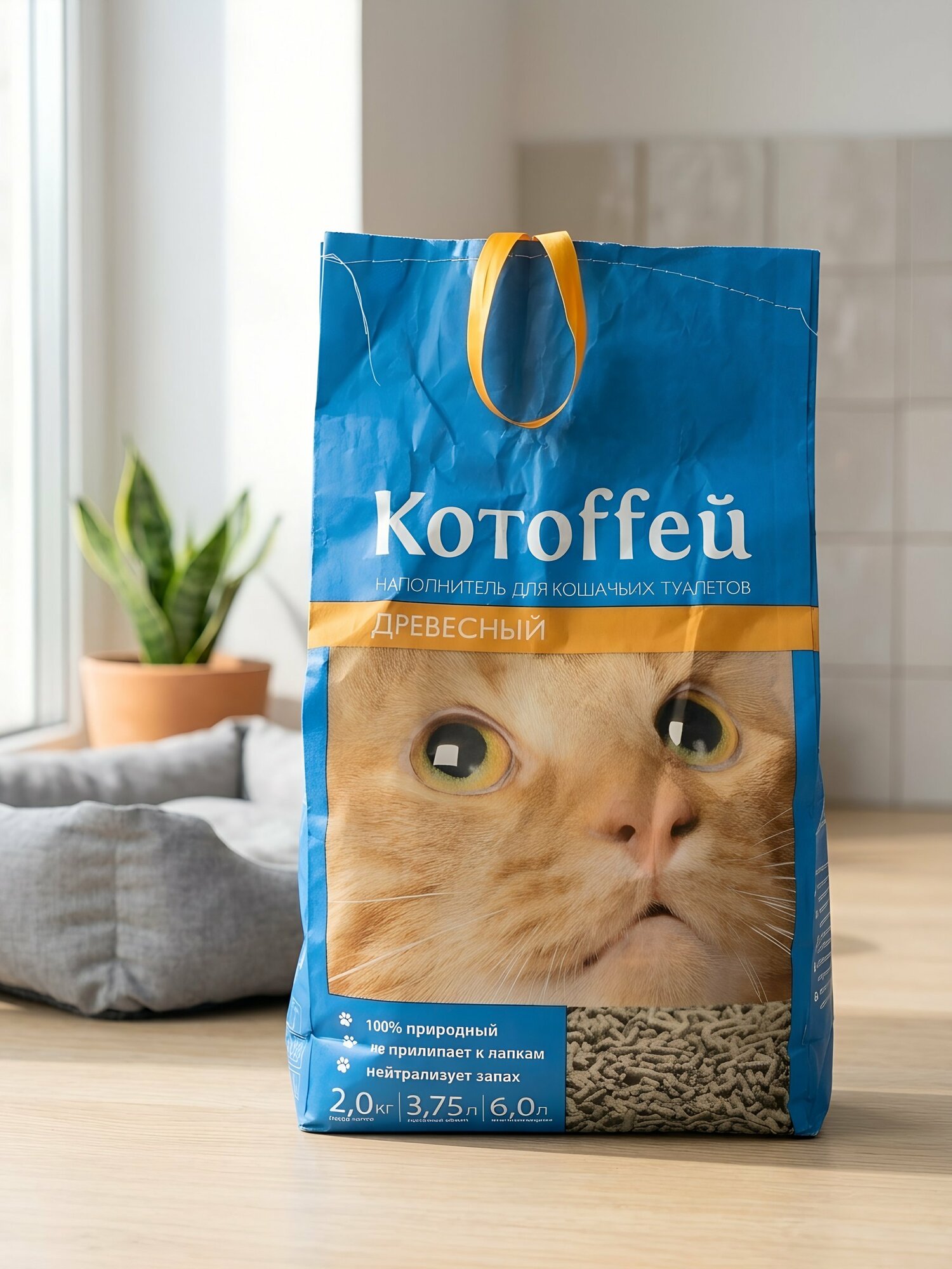 Древесный наполнитель для кошачьего туалета Котоffей, 6 л, 2 кг, Россия