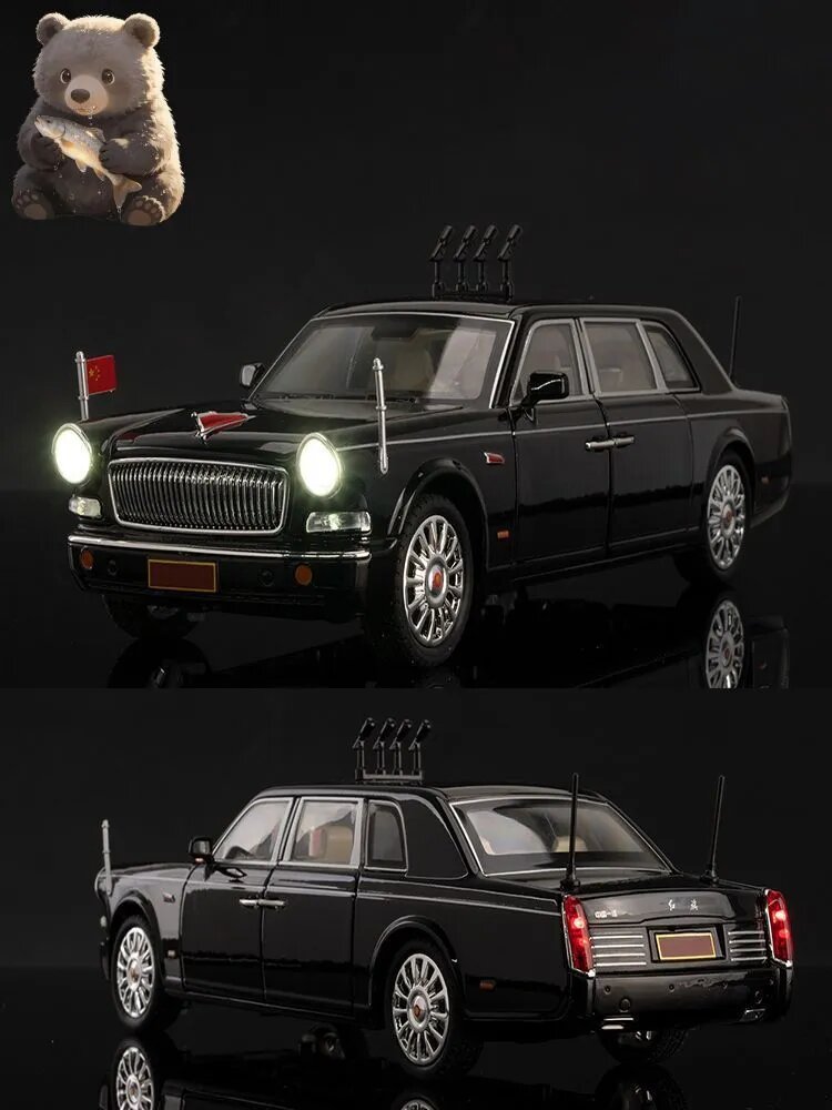 1:24 Масштабная модель Mercedes Hongqi L5 металлическая инерционная машинка со звуком