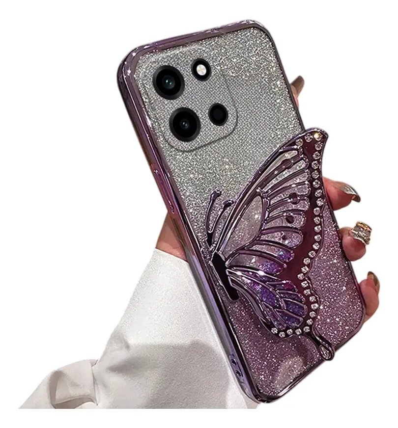 Чехол для OnePlus Nord 6 Turbo 6V с жидким песком и держателем Фиолетовый, Purple, OnePlus Turbo 6V