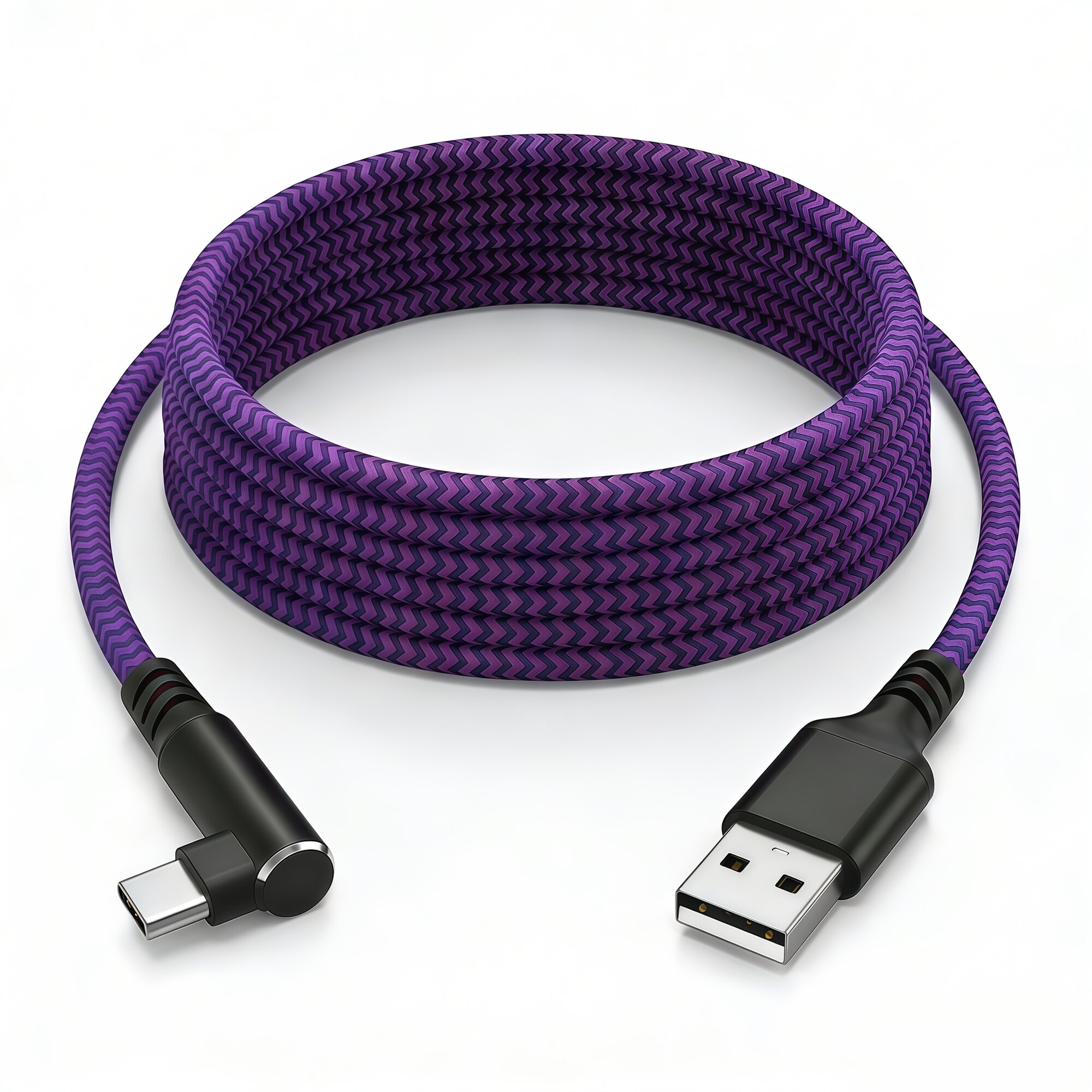 Кабель быстрой зарядки USB - Type-C, 30 см, черно-фиолетовый, для iPhone 15/16/17 Pro Max, Samsung, Xiaomi, Huawei и других