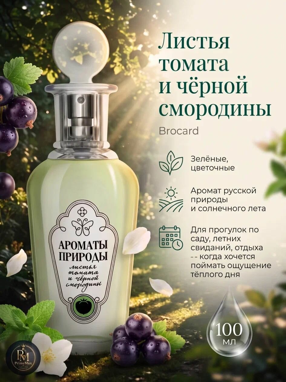 Туалетная вода женская Brocard Ароматы Природы Листья Томата и Черной Смородины, 100 мл