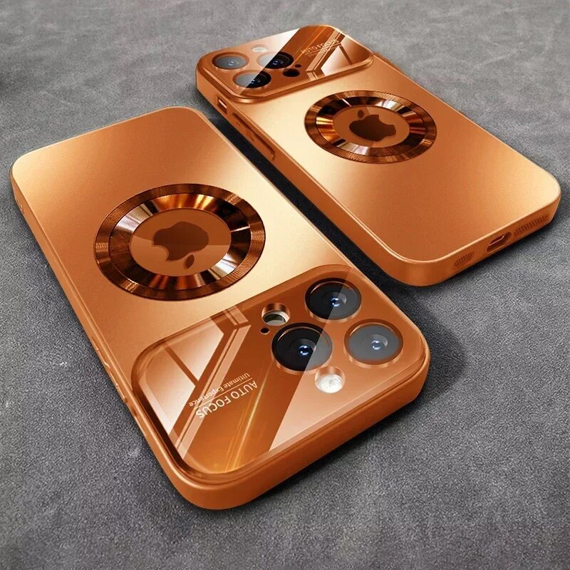 Роскошный Титановый Магнитный Чехол Для iPhone iPhone 16 Pro Max, Оранжевый, Orange