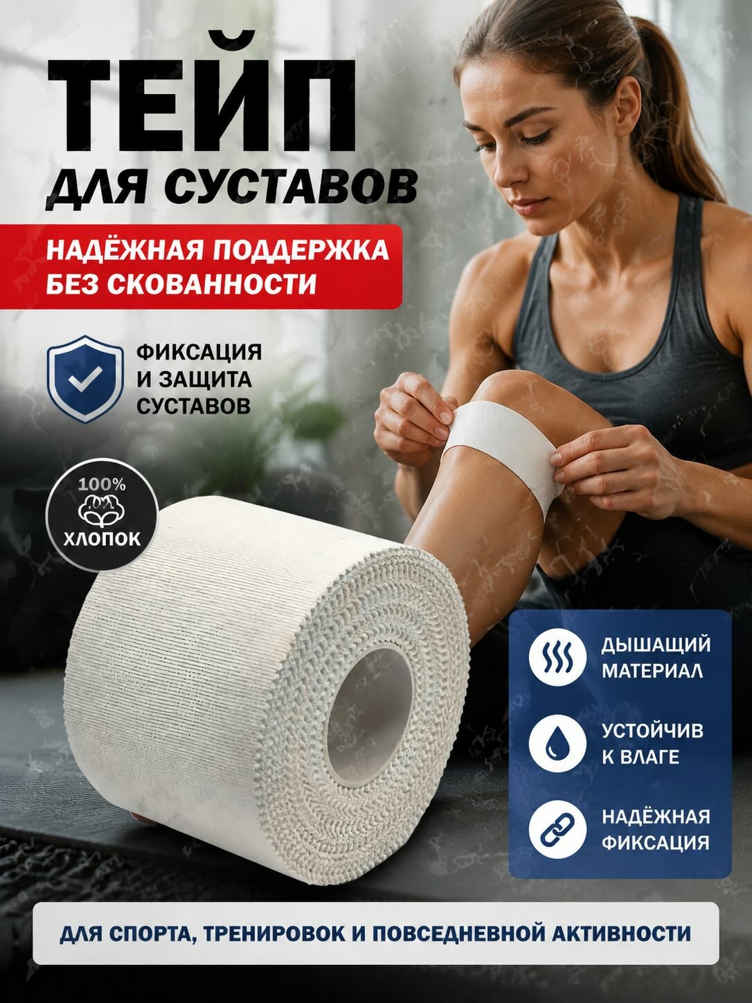 Атлетическая лента 2.5см Х 1000 см