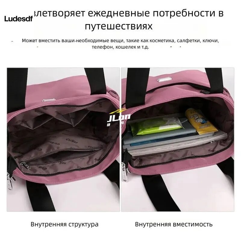 Сумка на плечо из нейлона, женская, детская, синяя, вместительная, с множеством отделений — фото 1