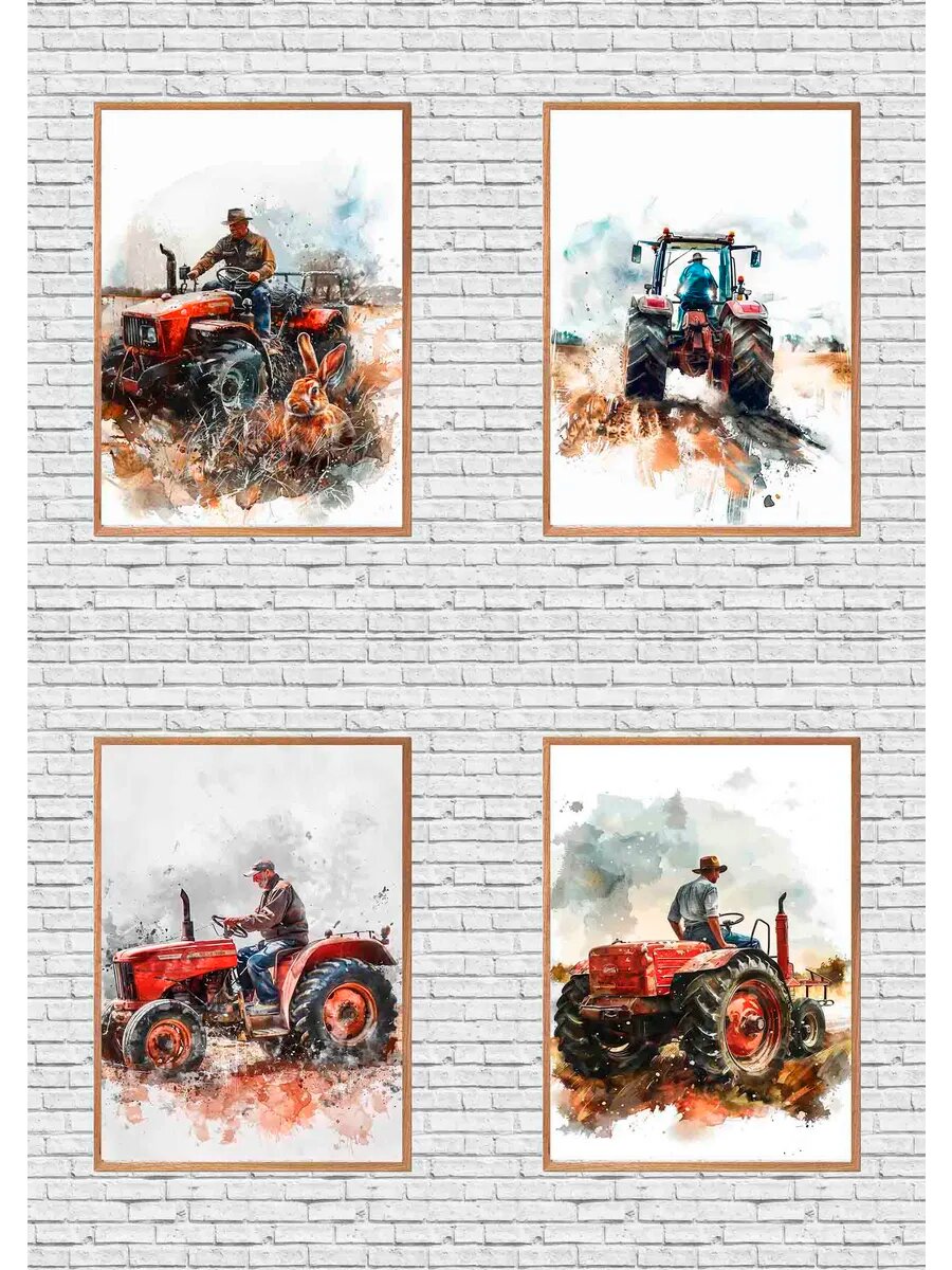 Фермер по разведению кроликов, 4 Плаката, 30x21см