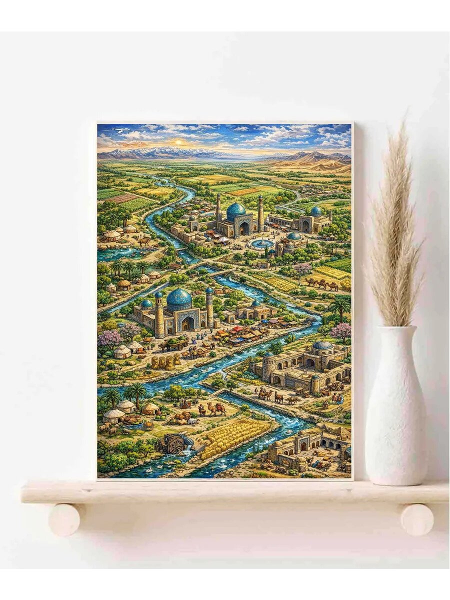 Шафиркан, Узбекистан, Fantasy Map, Карта, Плакат 30x42см