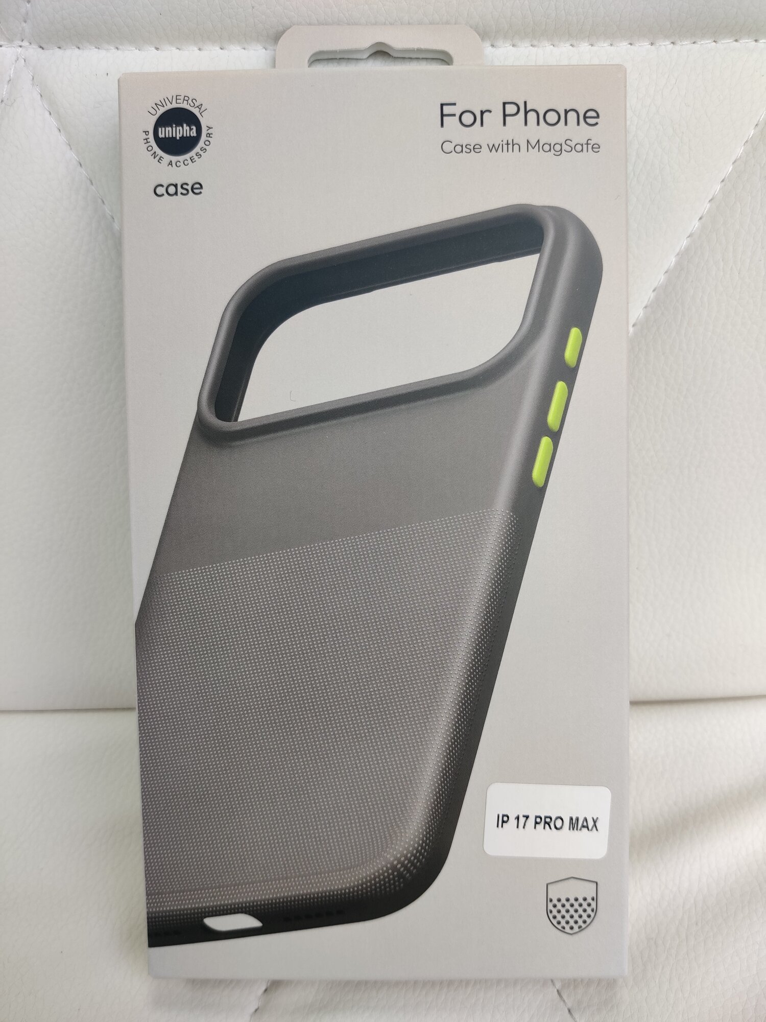 Чехол-накладка для iP 18Pro Max/ 17Pro Max Unipha с кольцом MagSafe TPU серый