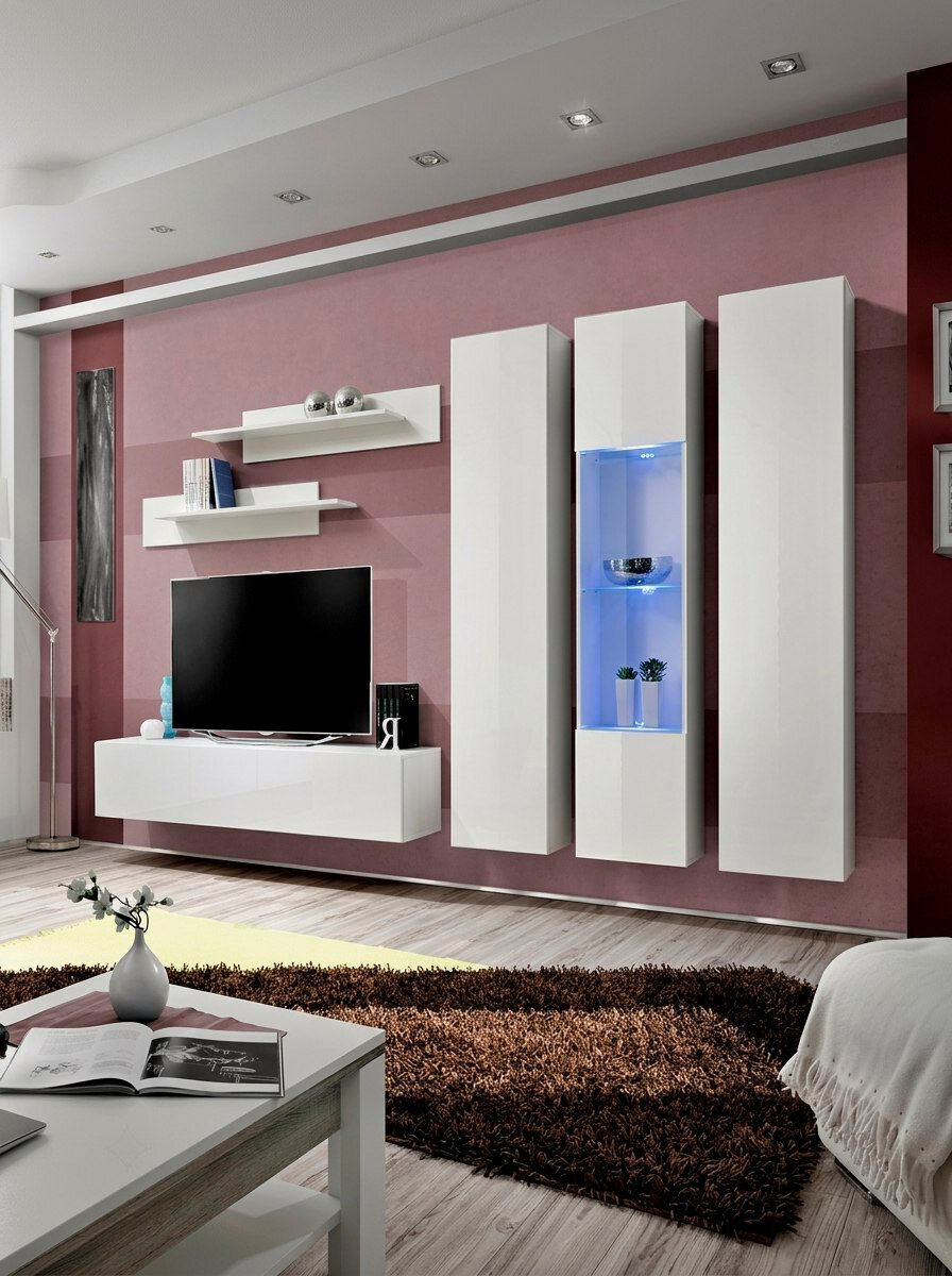 Модульная гостиная Лана 5 МДФ (белая) GF 310x40x170 см, белый GOODFORM