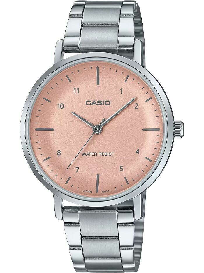 Наручные часы CASIO, пыльная роза, серебряный