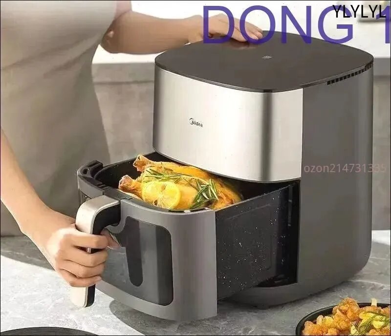 Аэрогриль Midea MAF-1065 черный серебристый с таймером и функцией разогрева для жарки и выпечки