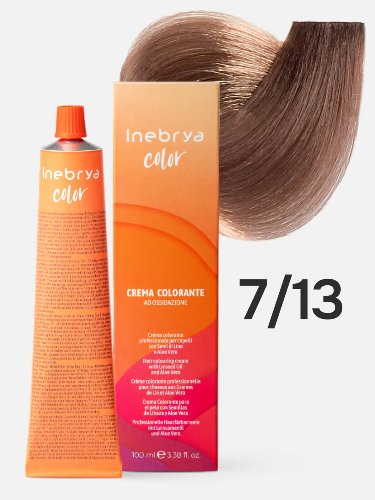 Крем - краска для волос профессиональная Inebrya Color Professional 7/13 Русый Пепельно-золотистый, 100 мл