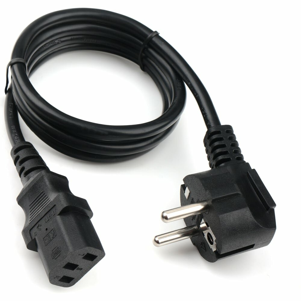 Кабель питания Cablexpert 1м, Schuko- C13, VDE, 10А, черный, с заземлением, пакет PC-186-VDE-1M