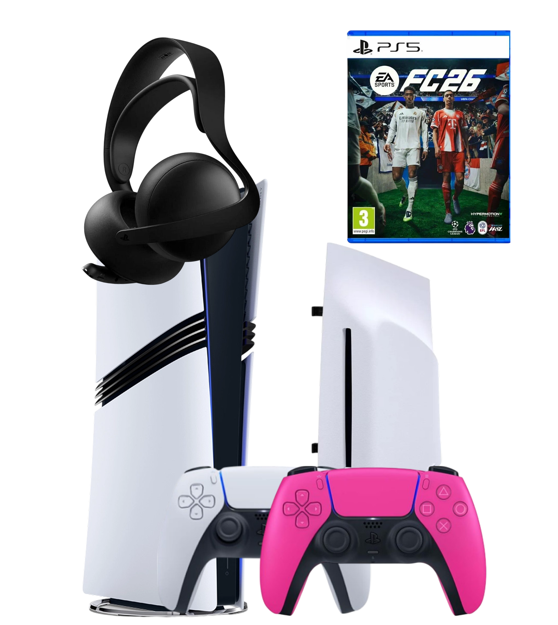 Игровая приставка Sony PS 5 Pro+ 2й геймпад розовый + игра FC26 + дисковод