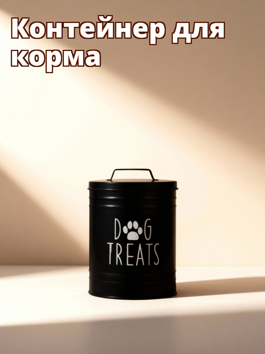 Контейнер для корма, металлический, герметичный, 16,5 см x 12 см x 12 см