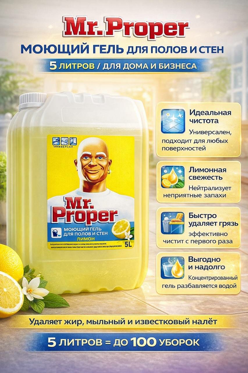 Средство моющий для полов и стен Mr.Proper 5л