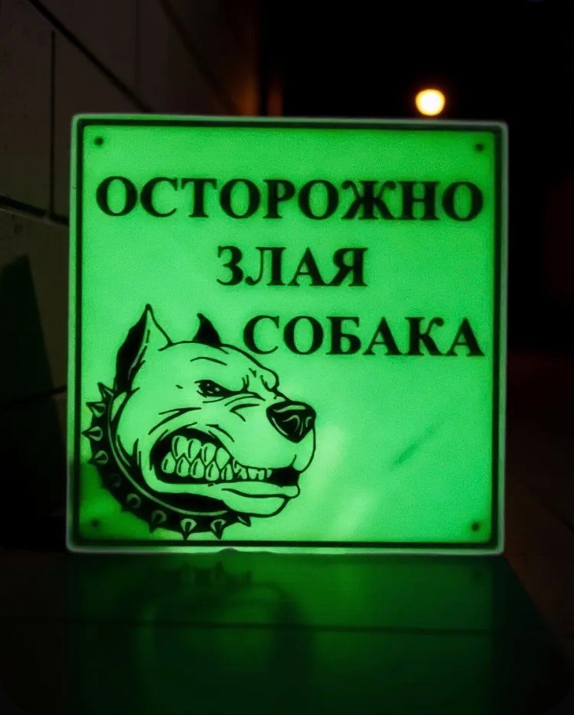 3D Табличка "Осторожно злая собака / Объект охраняется собаками" 20х20 см. (пластик 3 мм.) + скотч.