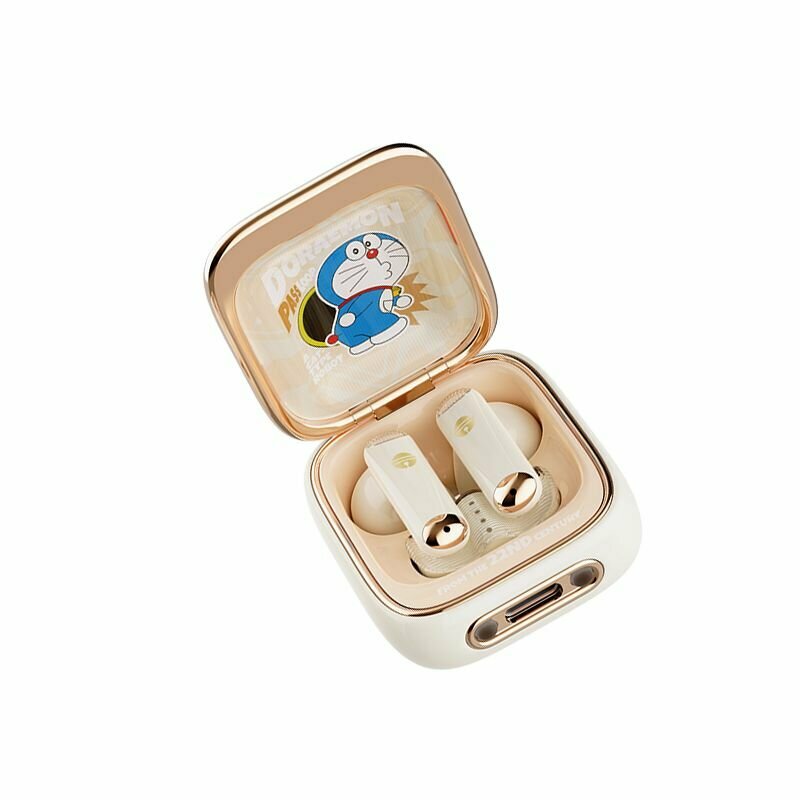 Беспроводные дизайнерские наушники Кот Дораемон Rock Doraemon Retro Style Pass Loop TWS Earphone Дизайн: Ретро, Белые