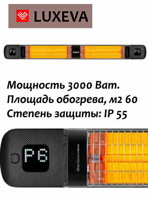 Карбоновый инфракрасный обогреватель Luxeva PRO-WL 3000 JET BLACK