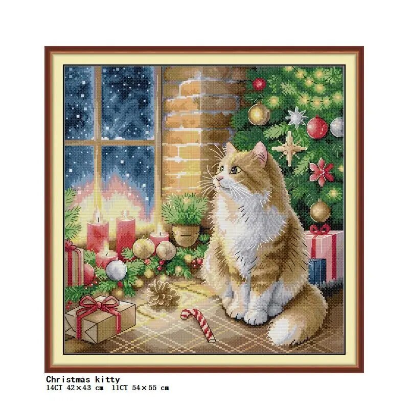 Набор для вышивки крестом Joy Sunday Christmas kitty 14CT DB142
