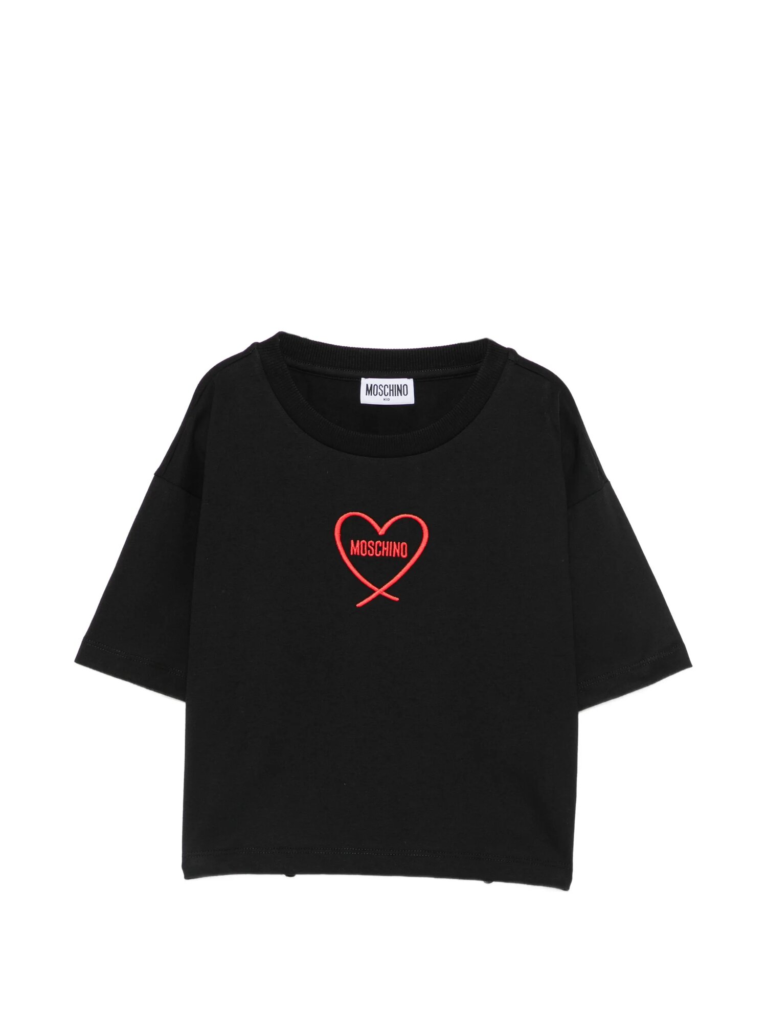 Футболка MOSCHINO Heart-embroidered logo-print T-shirt