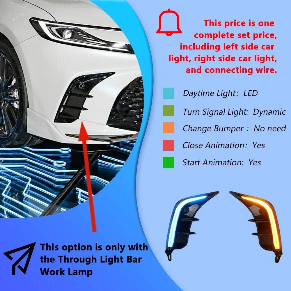 Для Toyota Camry Sports Section 2024, обновленный передний бампер, светодиодный инструмент, дневные ходовые огни, автомобильные аксессуары