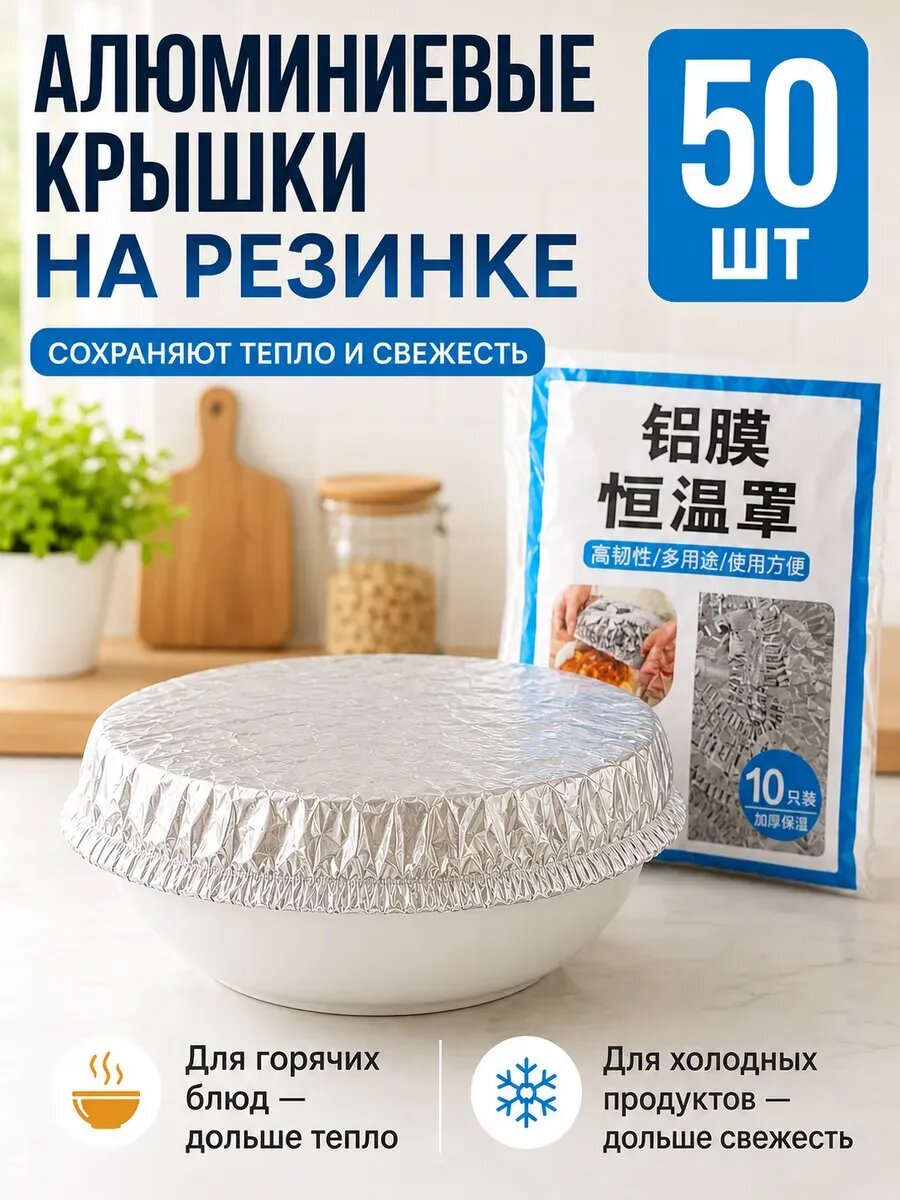 Крышки из фольги на резинке большие 50шт.