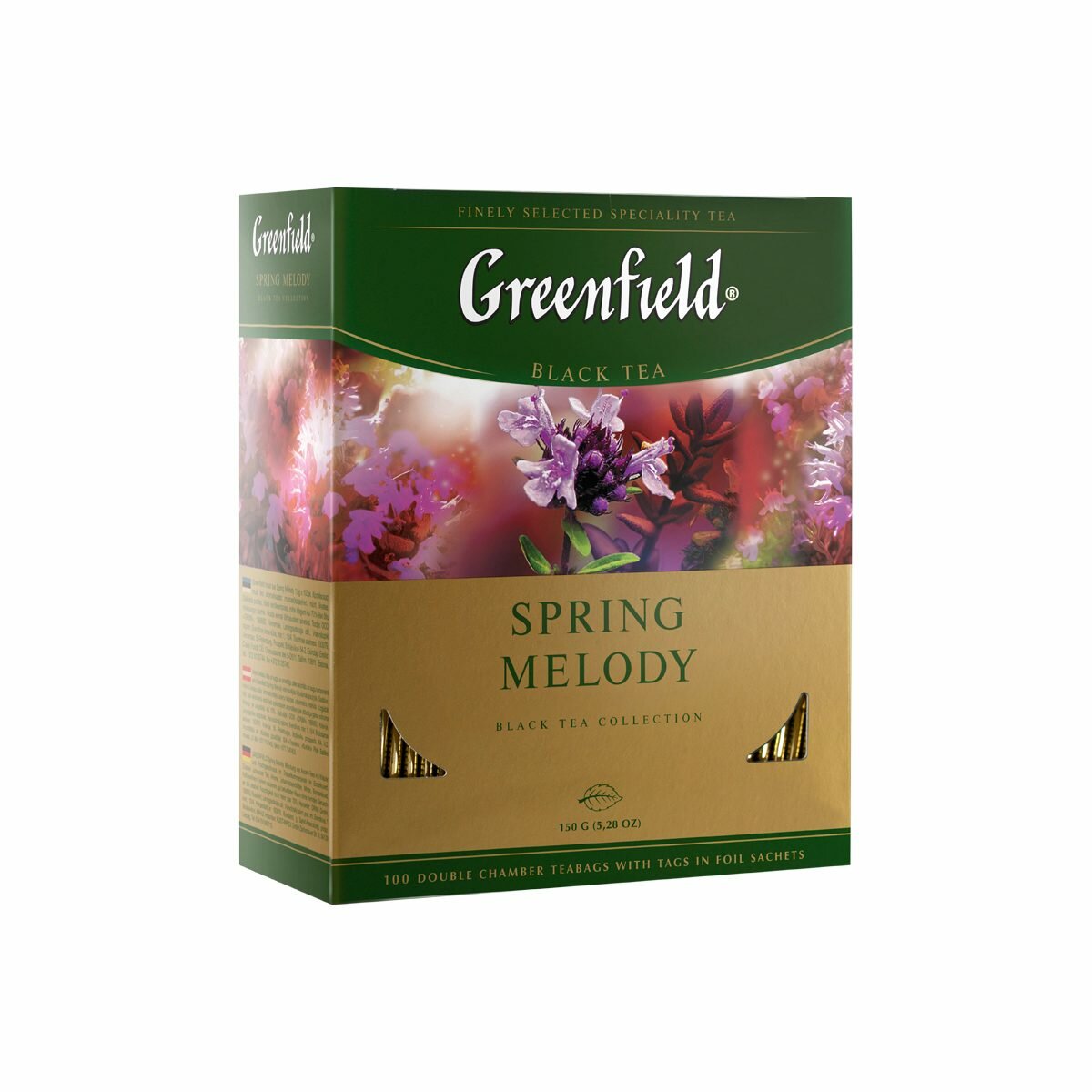 Чай Greenfield Spring Melody, черный, с ароматом мяты, чабреца, 100 фольг. пакетиков по 1,5г (1065-09)