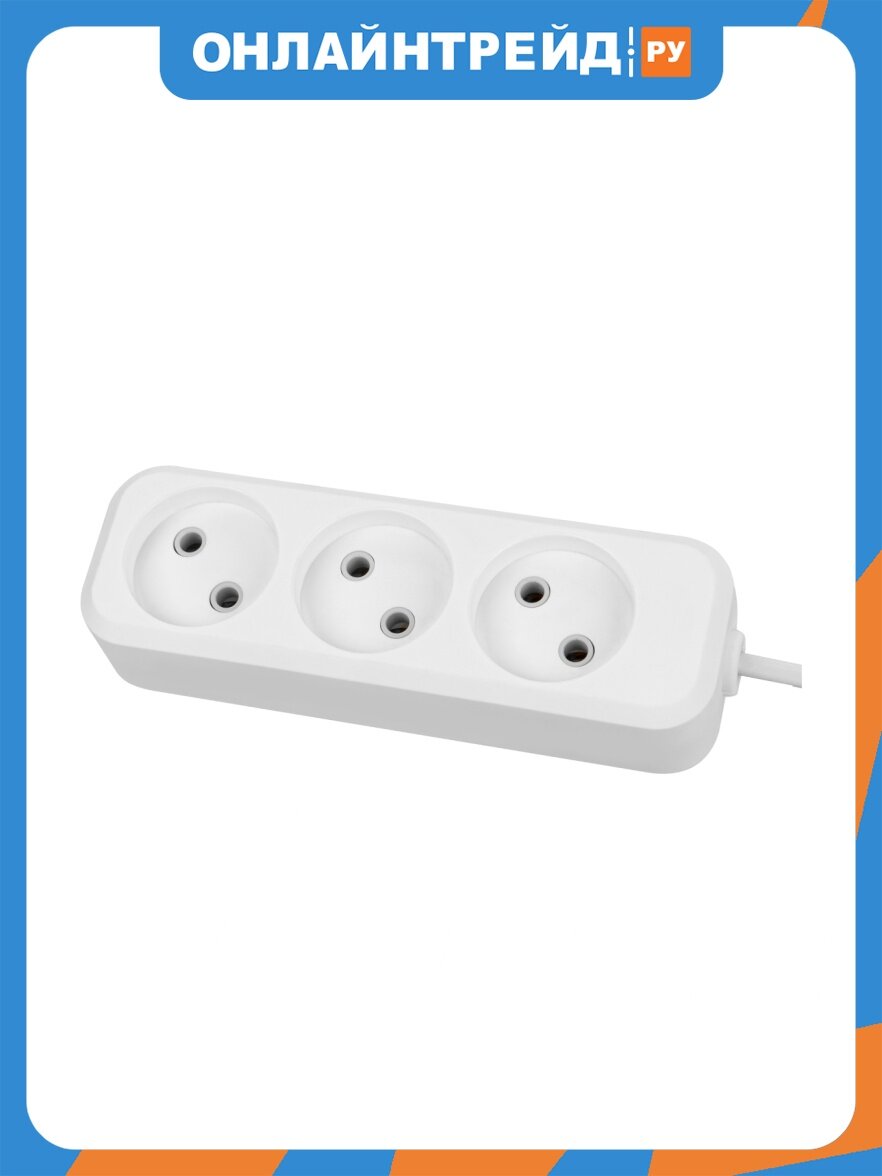 Удлинитель Tdm Electric 3 гнезда, 10 метров, б/з, 10 А, 2300 Вт, белый, народный, SQ1303-1314
