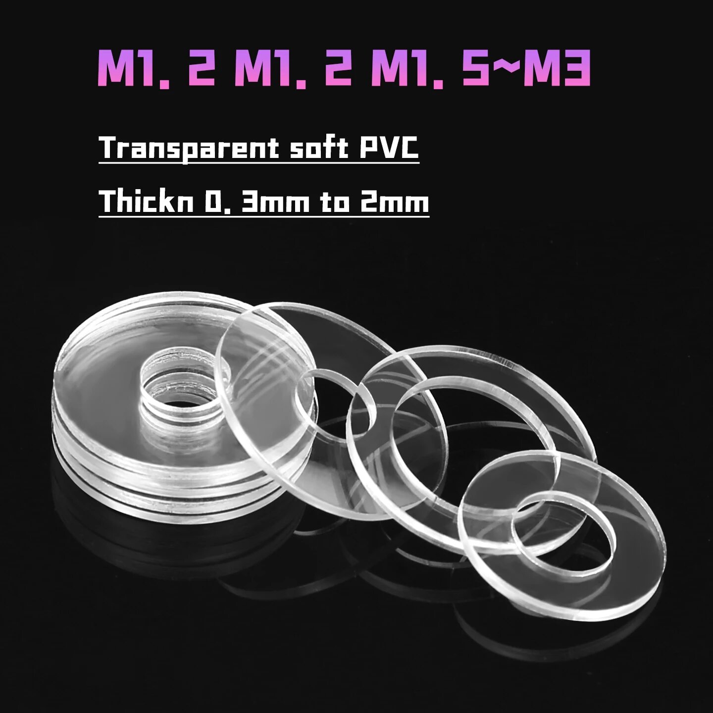 Прозрачные мягкие шайбы из ПВХ M1.2-M3 M3x8x2mm-200pcs