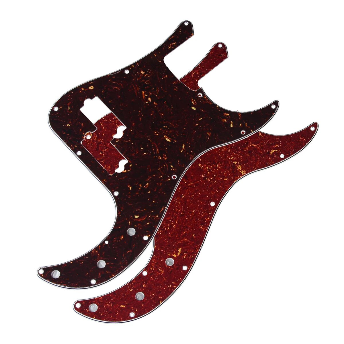FLEOR Pickguard для бас-гитары 2 шт, красный + коричневый черепах