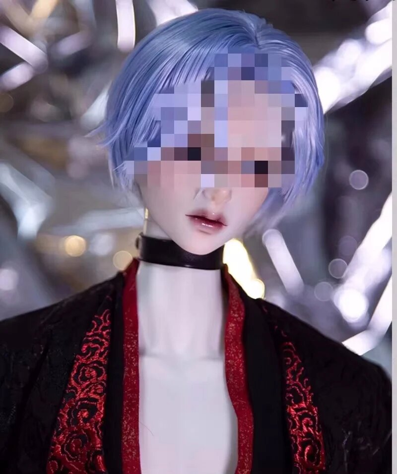Шелковый парик для кукол BJD черный длинный прямой Темно-синий, blue, 1-3 size 22-23cm